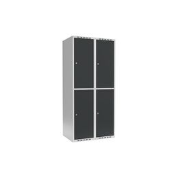 Doppelstock-Spind Fydor, 2 Abteile, lichtgrau / grau, B 800 mm, 2 Abteile, flache Dachform, Zylinderschloss kaiserkraft