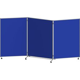 eurokraft basic Pr&auml;sentationswand, faltbar und mobil, HxBxT 1905 x 3640 x 500 mm, blau
