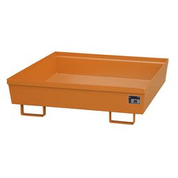 eurokraft pro Stahl-Auffangwanne mit Randprofilierung, LxBxH 1200 x 1200 x 335 mm, ohne Rost, orange RAL 2000