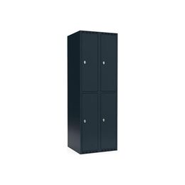 Doppelstock-Spind Fydor, 2 Abteile, grau, B 600 mm, 2 Abteile, flache Dachform, Vorh&auml;ngeschloss kaiserkraft