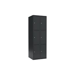 3er-Schlie&szlig;fachschrank Fydor, 2 Abteile, grau, B 600 mm, 2 Abteile, flache Dachform, Zylinderschloss kaiserkraft