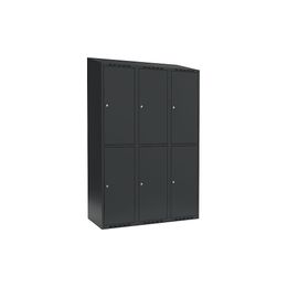 Doppelstock-Spind Fydor, 3 Abteile, grau, B 1200 mm, 3 Abteile, schr&auml;ge Dachform, Zylinderschloss kaiserkraft