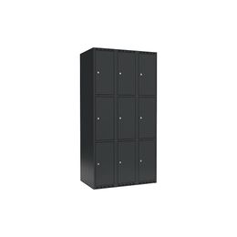 3er-Schlie&szlig;fachschrank Fydor, 3 Abteile, grau, B 900 mm, 3 Abteile, flache Dachform, Zylinderschloss kaiserkraft