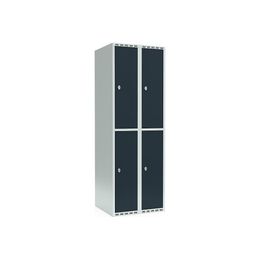 Doppelstock-Spind Fydor, 2 Abteile, lichtgrau / grau, B 600 mm, 2 Abteile, flache Dachform, Vorh&auml;ngeschloss kaiserkraft