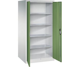 C+P Werkstatt-Fl&uuml;gelt&uuml;rschrank, HxBxT 1950 x 930 x 800 mm, lichtgrau / resedagr&uuml;n