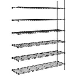 Stahldraht-Gitterregal, schwarz, Fachlast 100 kg, BxT 1520 x 460 mm, Anbauregal, Höhe 2180 mm, 6 Fachböden kaiserkraft