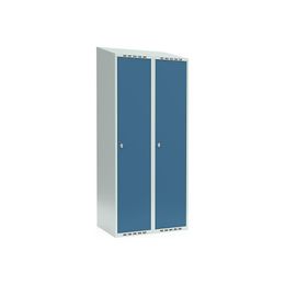 Spind Fydor, 2 Abteile, lichtgrau / brillantblau, B 800 mm, 2 Abteile, schr&auml;ge Dachform, Vorh&auml;ngeschloss kaiserkraft