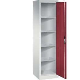 C+P Werkstatt-Fl&uuml;gelt&uuml;rschrank, HxBxT 1950 x 502 x 500 mm, lichtgrau / rubinrot