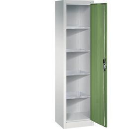 C+P Werkstatt-Fl&uuml;gelt&uuml;rschrank, HxBxT 1950 x 502 x 400 mm, lichtgrau / resedagr&uuml;n