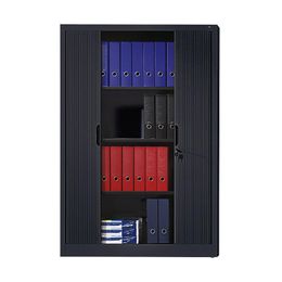 C+P Rollladenschrank mit Horizontal-Jalousie, HxBxT 1980 x 1000 x 420 mm, 4 Fachböden, 5 Ordnerhöhen, schwarzgrau