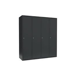 Spind Fydor, 4 Abteile, grau, B 1200 mm, 4 Abteile, flache Dachform, Zylinderschloss kaiserkraft