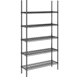 Stahldraht-Gitterregal, schwarz, Fachlast 250 kg, BxT 910 x 360 mm, Grundregal, Höhe 1880 mm, 5 Fachböden kaiserkraft
