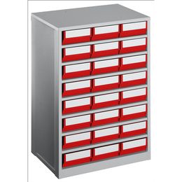Schubladenmagazin, Gehäuse-Traglast 240 kg, HxBxT 862 x 600 x 417 mm, 24 Schubladen, Schubladen rot kaiserkraft