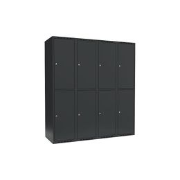 Doppelstock-Spind Fydor, 4 Abteile, grau, B 1200 mm, 4 Abteile, flache Dachform, Zylinderschloss kaiserkraft