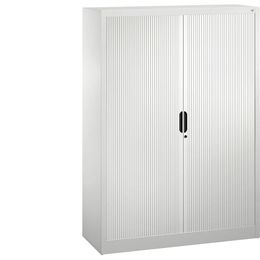 C+P Rollladenschrank mit Horizontal-Jalousie, HxBxT 1660 x 1200 x 420 mm, 3 Fachböden, 4 Ordnerhöhen, verkehrsweiß