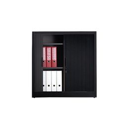 C+P Rollladenschrank mit Horizontal-Jalousie, HxBxT 1030 x 1000 x 420 mm, 2 Fachböden, 2,5 Ordnerhöhen, schwarzgrau