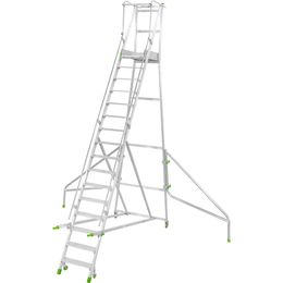 Mobile Alu-Podesttreppe, klappbar, mit gerieften Aluminiumstufen, 16 Stufen inkl. Plattform kaiserkraft