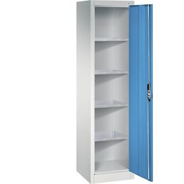 C+P Werkstatt-Fl&uuml;gelt&uuml;rschrank, HxBxT 1950 x 502 x 500 mm, lichtgrau / lichtblau