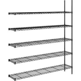 Stahldraht-Gitterregal, schwarz, Fachlast 100 kg, BxT 1520 x 360 mm, Anbauregal, Höhe 1880 mm, 5 Fachböden kaiserkraft