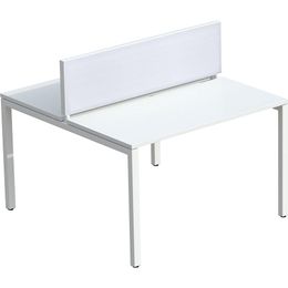 easyDesk Tischtrennwand f&uuml;r Teamschreibtische, Breite 1600 mm, Bezug wei&szlig;