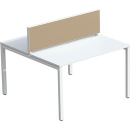easyDesk Tischtrennwand f&uuml;r Teamschreibtische, Breite 1600 mm, Bezug sand