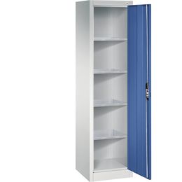 C+P Werkstatt-Fl&uuml;gelt&uuml;rschrank, HxBxT 1950 x 502 x 500 mm, lichtgrau / enzianblau