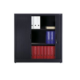 C+P Rollladenschrank mit Horizontal-Jalousie, HxBxT 1230 x 1200 x 420 mm, 2 Fachböden, 3 Ordnerhöhen, schwarzgrau