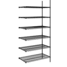 Stahldraht-Gitterregal, schwarz, Fachlast 250 kg, BxT 910 x 610 mm, Anbauregal, Höhe 2180 mm, 6 Fachböden kaiserkraft