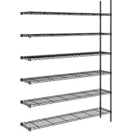 Stahldraht-Gitterregal, schwarz, Fachlast 100 kg, BxT 1520 x 360 mm, Anbauregal, Höhe 2180 mm, 6 Fachböden kaiserkraft