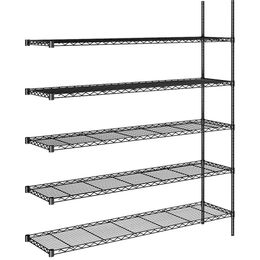 Stahldraht-Gitterregal, schwarz, Fachlast 100 kg, BxT 1520 x 460 mm, Anbauregal, Höhe 1880 mm, 5 Fachböden kaiserkraft