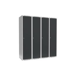 Spind Fydor, 4 Abteile, lichtgrau / grau, B 1200 mm, 4 Abteile, flache Dachform, Zylinderschloss kaiserkraft