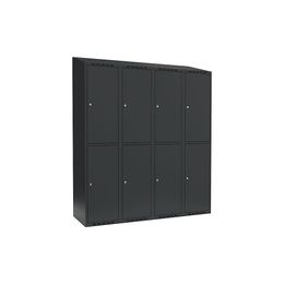Doppelstock-Spind Fydor, 4 Abteile, grau, B 1200 mm, 4 Abteile, schr&auml;ge Dachform, Zylinderschloss kaiserkraft