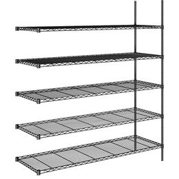 Stahldraht-Gitterregal, schwarz, Fachlast 100 kg, BxT 1520 x 610 mm, Anbauregal, Höhe 1880 mm, 5 Fachböden kaiserkraft