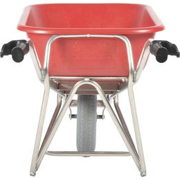 Matador Profi-Max Plus Schubkarre, aus Aluminium, 90 Liter, HDPE-Mulde rot, pannensichere Bereifung