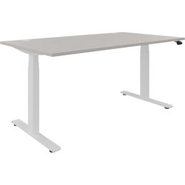 Schreibtisch BOTTOM-UP, elektrisch höhenverstellbar, gerade, BxT 1600 x 900 mm, lichtgrau/weiß kaiserkraft
