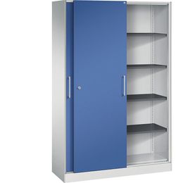 C+P Schiebet&uuml;renschrank ASISTO, H&ouml;he 1980 mm, Breite 1200 mm, lichtgrau/enzianblau