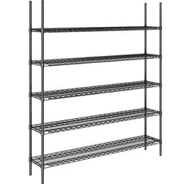 Stahldraht-Gitterregal, schwarz, Fachlast 250 kg, BxT 1520 x 360 mm, Grundregal, Höhe 1880 mm, 5 Fachböden kaiserkraft