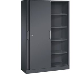 C+P Schiebetürenschrank ASISTO, Höhe 1980 mm, Breite 1200 mm, schwarzgrau/schwarzgrau
