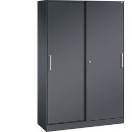 C+P Schiebet&uuml;renschrank ASISTO, H&ouml;he 1980 mm, Breite 1200 mm, schwarzgrau/schwarzgrau