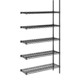 Stahldraht-Gitterregal, schwarz, Fachlast 250 kg, BxT 910 x 360 mm, Anbauregal, Höhe 1880 mm, 5 Fachböden kaiserkraft