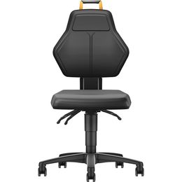 eurokraft pro Arbeitsdrehstuhl, schwarz, mit Rollen, Kunstlederbezug