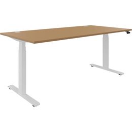 Schreibtisch BOTTOM-UP, elektrisch höhenverstellbar, gerade, BxT 1800 x 900 mm, Buche/weiß kaiserkraft