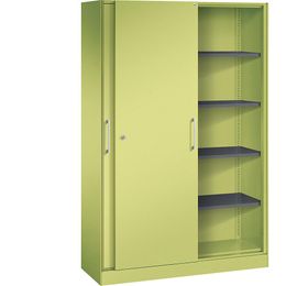 C+P Schiebet&uuml;renschrank ASISTO, H&ouml;he 1980 mm, Breite 1200 mm, viridingr&uuml;n/viridingr&uuml;n