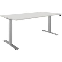 Schreibtisch BOTTOM-UP, elektrisch höhenverstellbar, gerade, BxT 1800 x 900 mm, weiß/silber kaiserkraft