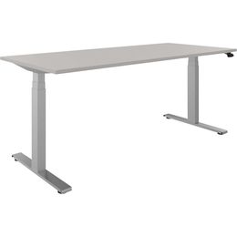 Schreibtisch BOTTOM-UP, elektrisch höhenverstellbar, gerade, BxT 1800 x 800 mm, lichtgrau/silber kaiserkraft
