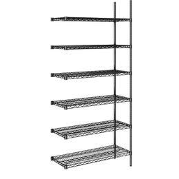 Stahldraht-Gitterregal, schwarz, Fachlast 250 kg, BxT 910 x 460 mm, Anbauregal, Höhe 2180 mm, 6 Fachböden kaiserkraft