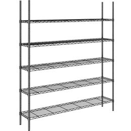 Stahldraht-Gitterregal, schwarz, Fachlast 100 kg, BxT 1520 x 360 mm, Grundregal, Höhe 1880 mm, 5 Fachböden kaiserkraft