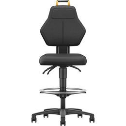 eurokraft pro Arbeitsdrehstuhl, schwarz, mit Sitz-Stopp-Rollen und Fu&szlig;ring, Textilbezug