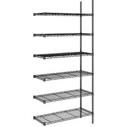 Stahldraht-Gitterregal, schwarz, Fachlast 100 kg, BxT 910 x 460 mm, Anbauregal, Höhe 2180 mm, 6 Fachböden kaiserkraft