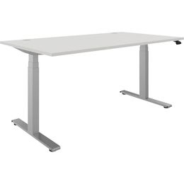Schreibtisch BOTTOM-UP, elektrisch höhenverstellbar, gerade, BxT 1600 x 900 mm, weiß/silber kaiserkraft